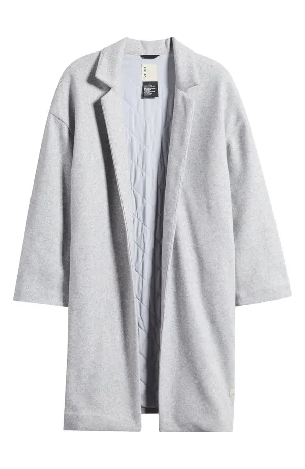 Vuori Soho Oversize Open Front Melton Overcoat - Light Heather